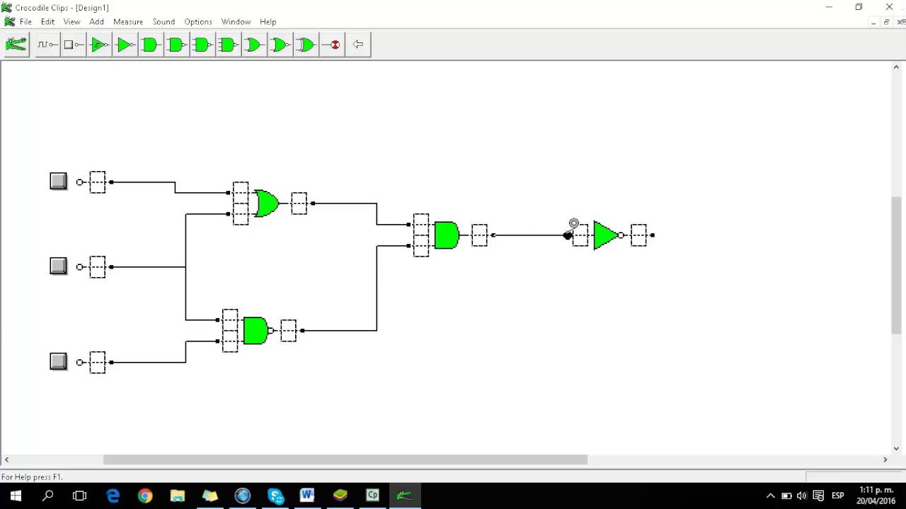 simulacion circuito combinacional en crocodile clips - YouTube
