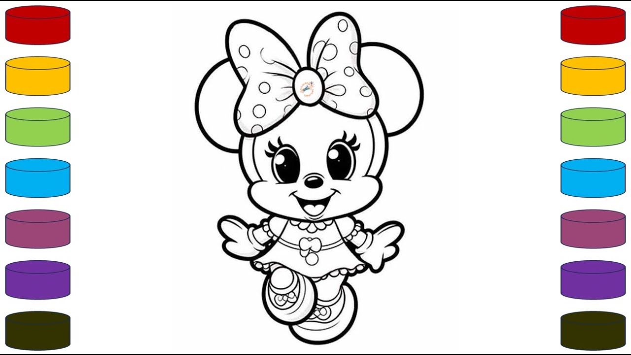 Cute Minnie Mouse Drawing for kids, Painting and Coloring for kids ...