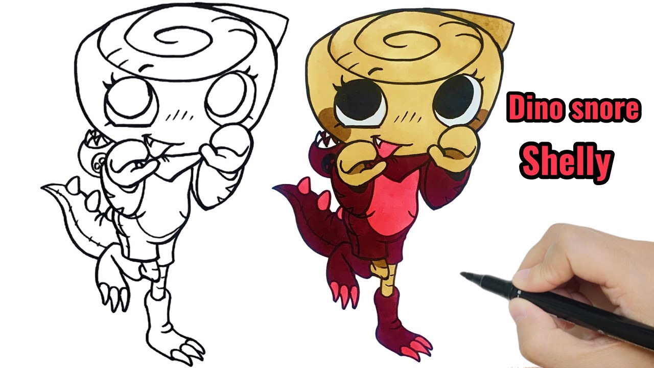 How to Draw Dino snore Shelly from Dandy's World Step by Step - YouTube