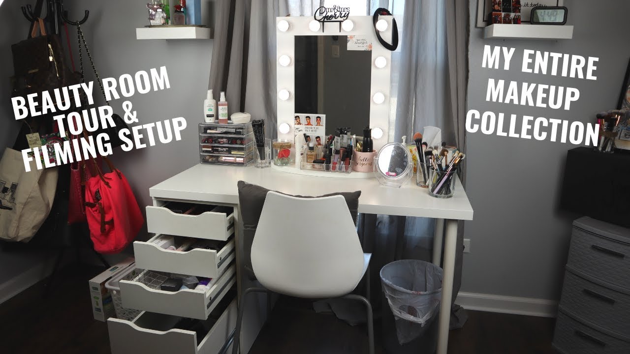 My Makeup Collection/ Beauty Room Tour & NEW Filming Setup - YouTube