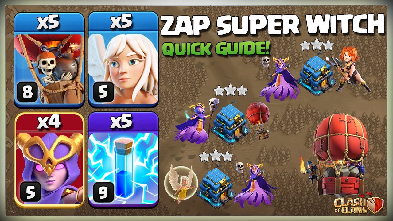 SWAGGED! Th12 Most Powerful Super Witch Attack Strategy | Best TH12 Zap ...