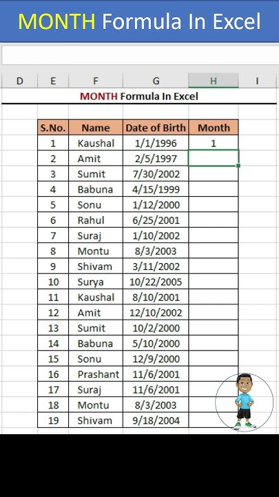 MONTH Formula in Excel #excel #exceltips #exceltutorial #msexcel #microsoftexcel # ...
