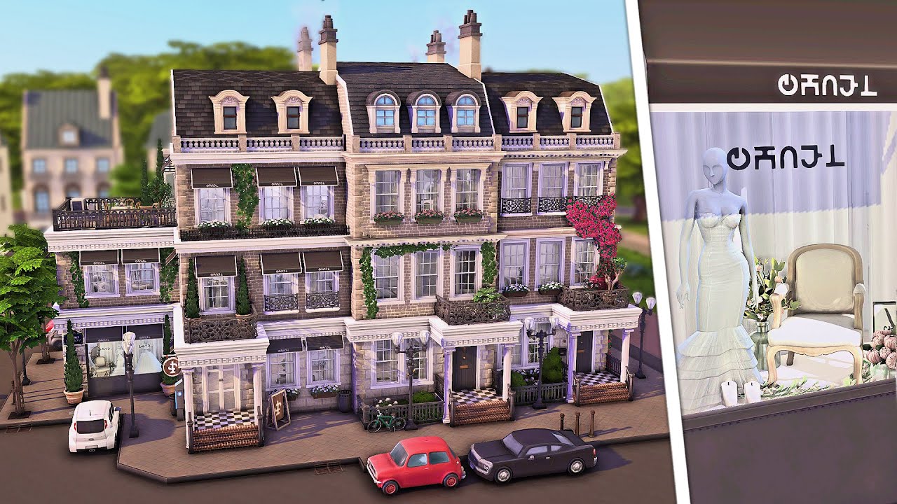 London Townhouses with Bridal Boutique | The Sims 4 Speed Build - YouTube