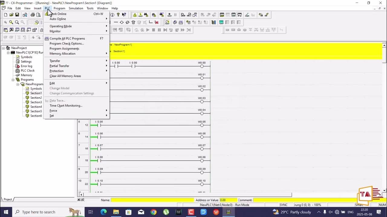 Omron PLC Program Online Edit Procedure | Omron PLC Programming in Tamil | CX-Programmer - YouTube