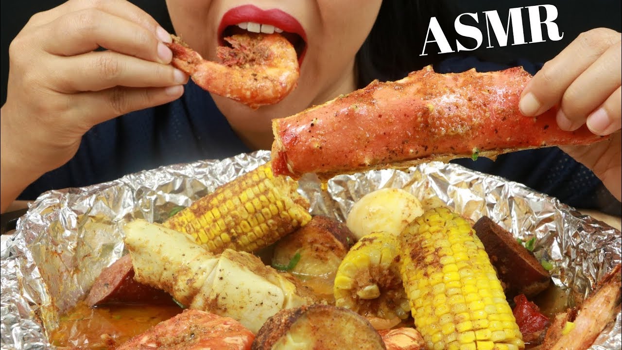 OVEN BAKED SEAFOOD BOIL ~ KING CRAB LEGS & SHRIMPS (No Talking) - YouTube