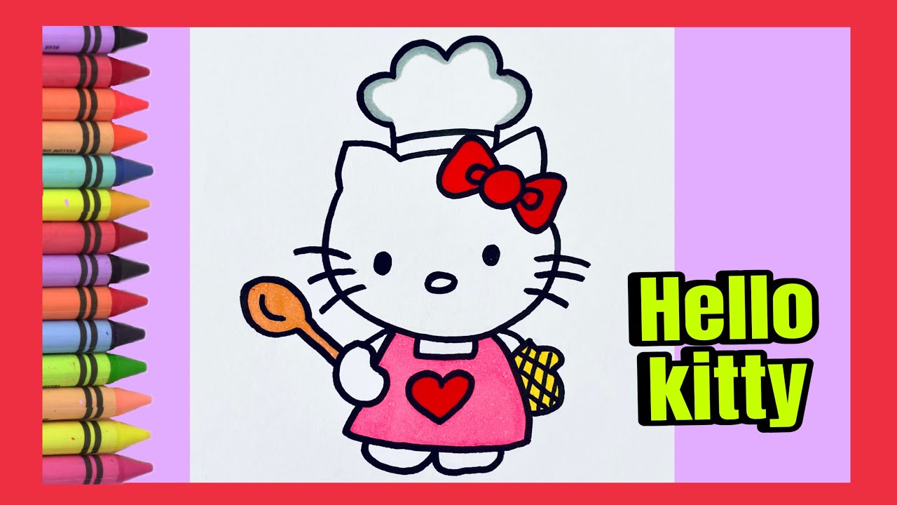 Hello Kitty (Chef) Drawing and Coloring for Kids and Toddlers | How to ...
