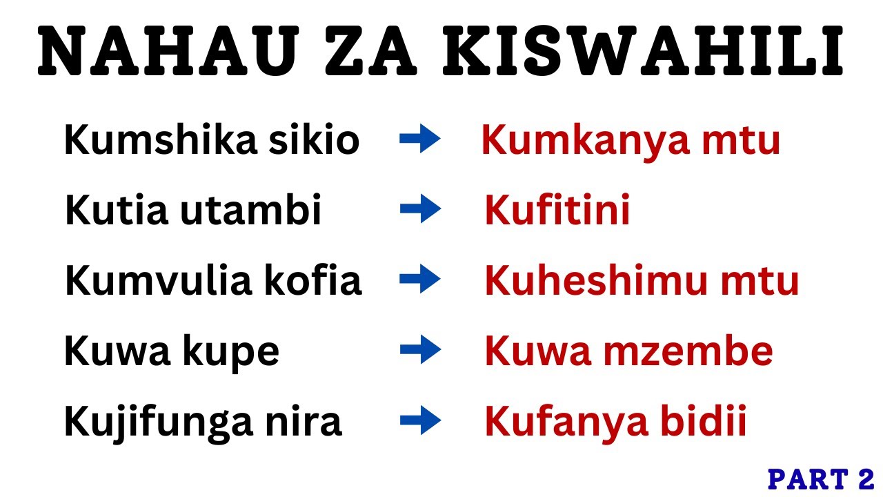 Nahau Maarufu za Kiswahili! Swahili Idioms! Learn Swahili - YouTube
