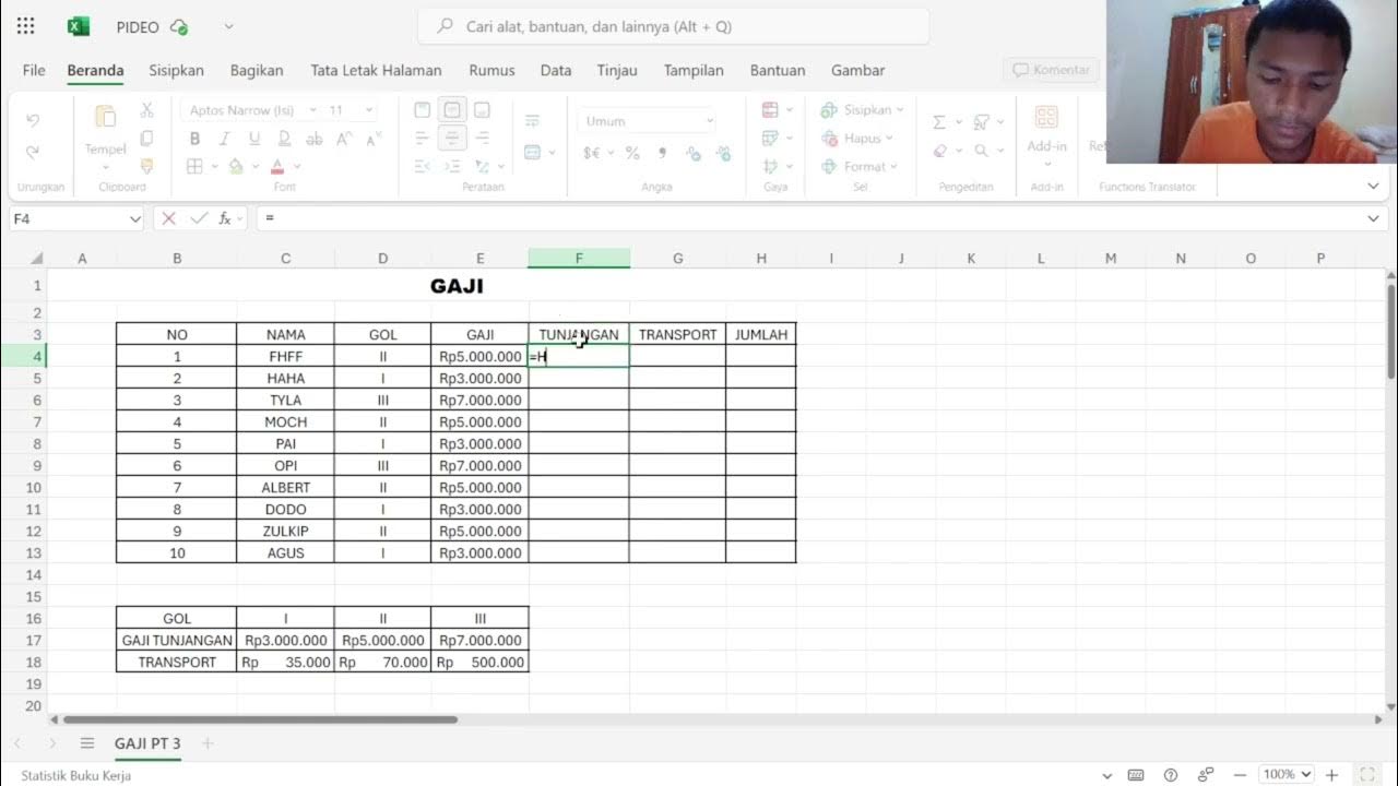 Tutorial membuat data gaji yang simpel dan mudah - YouTube