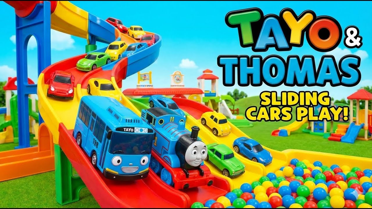 Toy Bus Tayo, Train Thomas, Colour full Cars Slide Dlan play Sliding ...