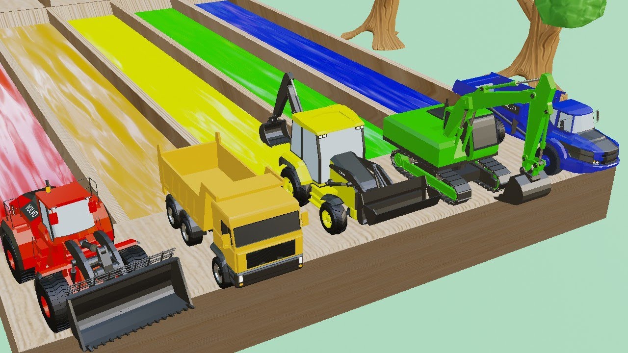 Learning Colors with Construction Truck Toys , Learning Fruits Names ...