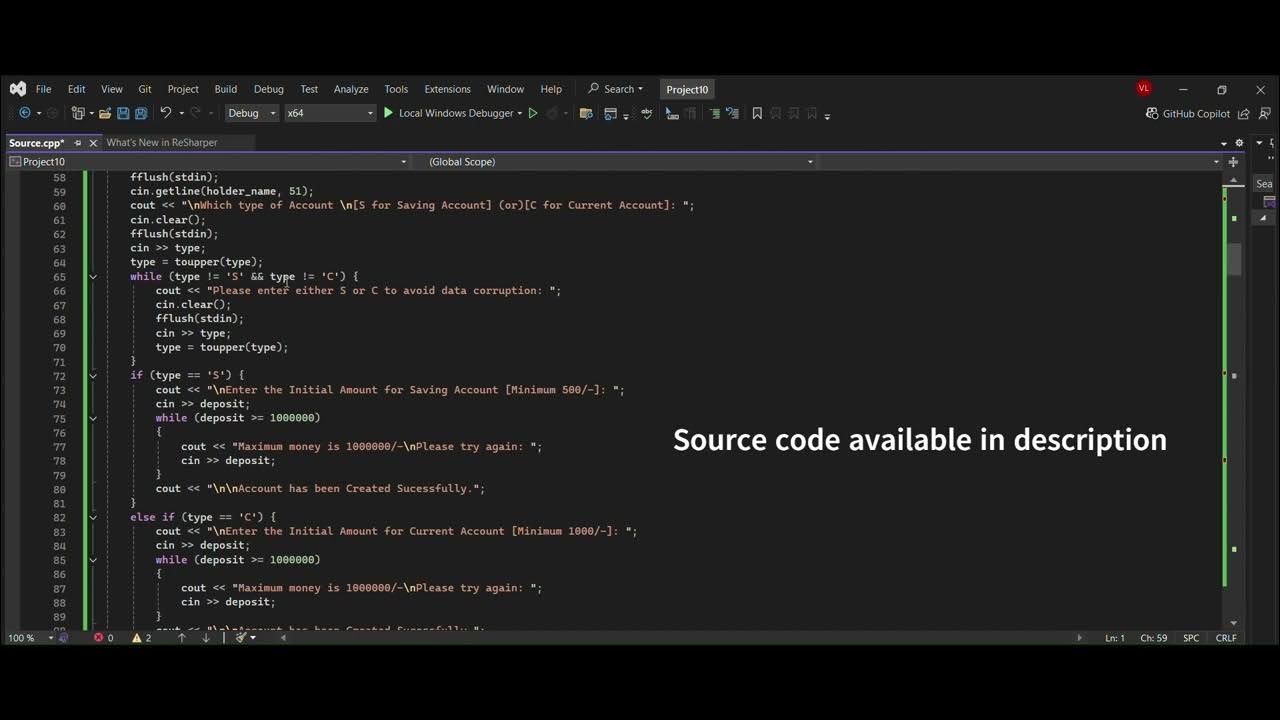 Bank Management System-C++ Code Snippet| Vishal Lakshmikanthan| # ...