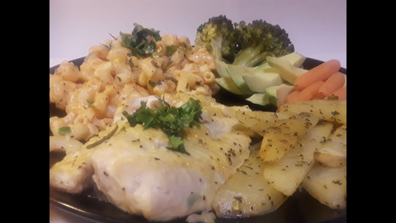 fish baked with cream cheese macaroni combo dinner.. - YouTube