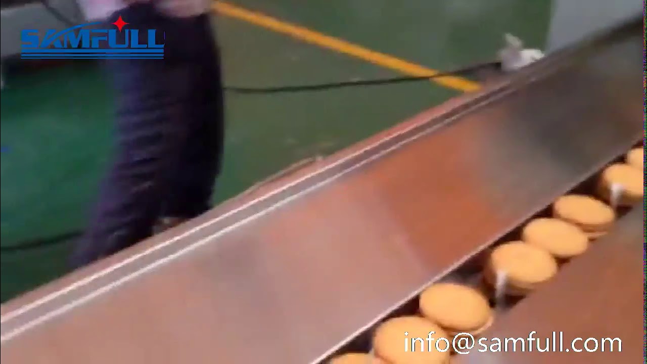 Auto feeding biscuit cookies flow wrap machine - YouTube