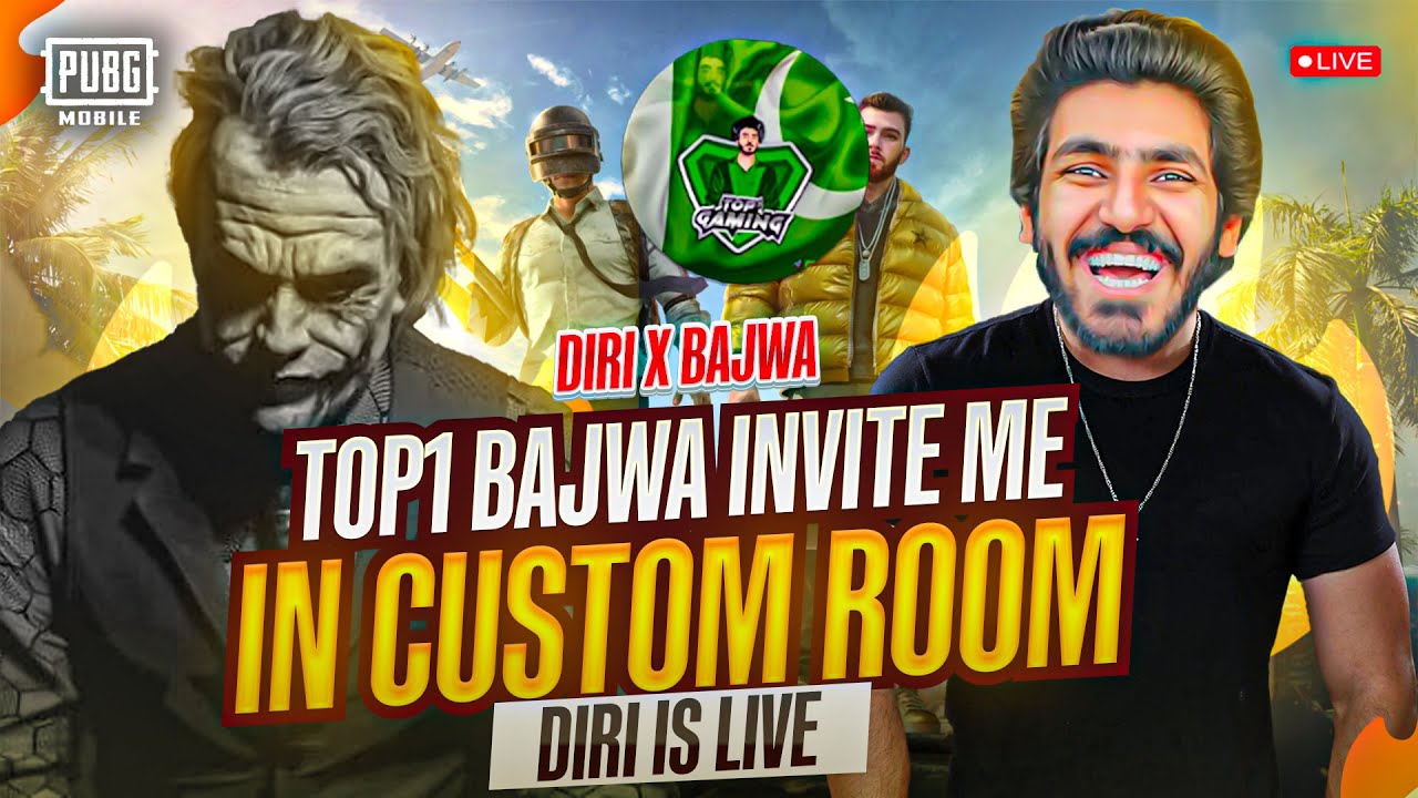 Diri gaming x Top 1 bajwa 😍 | Custom rooms with Top 1 bajwa 🔥 | PUBG mobile | Diri gaming live ...