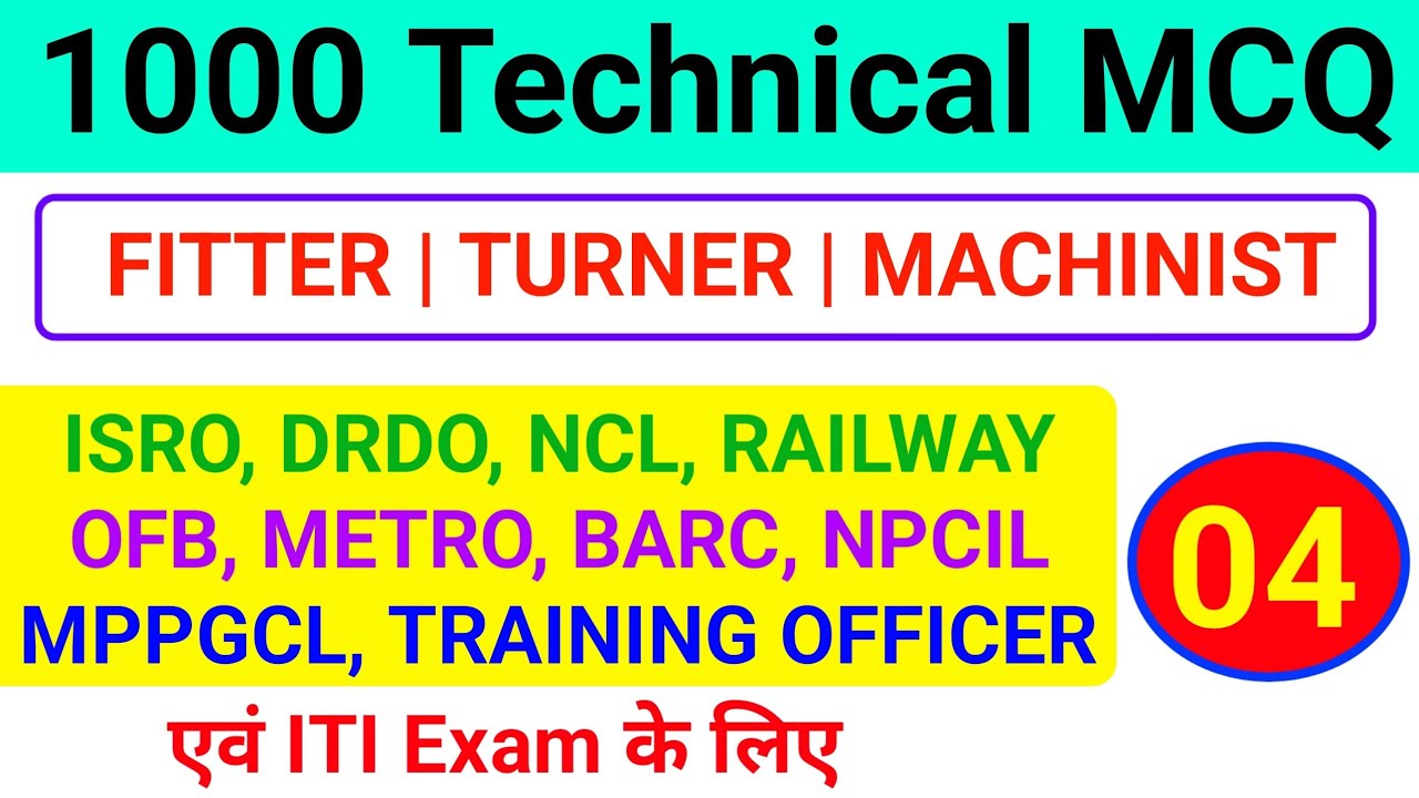 Fitter Techno 1000 Technical MCQ Part-04 | Fitter Trade Theory in Hindi By Fitter Techno - YouTube