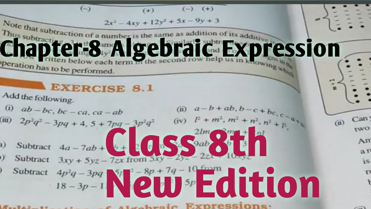 Chpater-8 Algebraic Expression exercise8.1 New book edition || Ncert ...