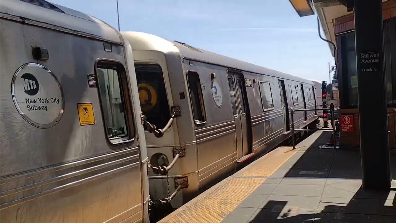 R46 Q train leaving Coney Island Stillwell Avenue - YouTube