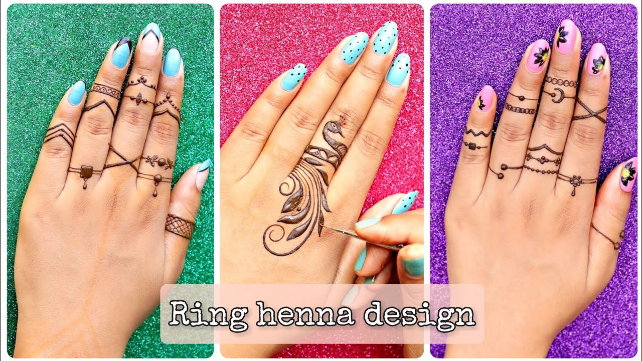 Top-3 ring henna design | ring mehndi design | peacock mehndi design ...