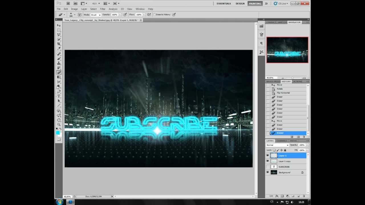 Adobe Photoshop Tutorial Tron Text Effect | HD - YouTube