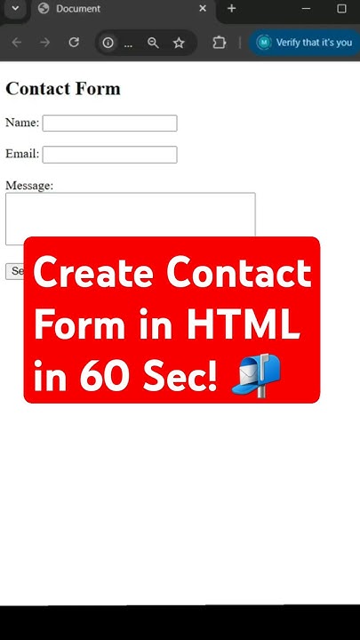 Create Contact Form in HTML in 60 Sec! 📬💥| #webdev #70 | #html #htmltutorial #shorts #htmlforms ...