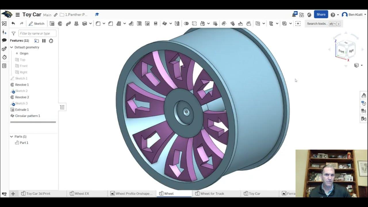 Toy Car in Onshape 4 - Wheel - YouTube