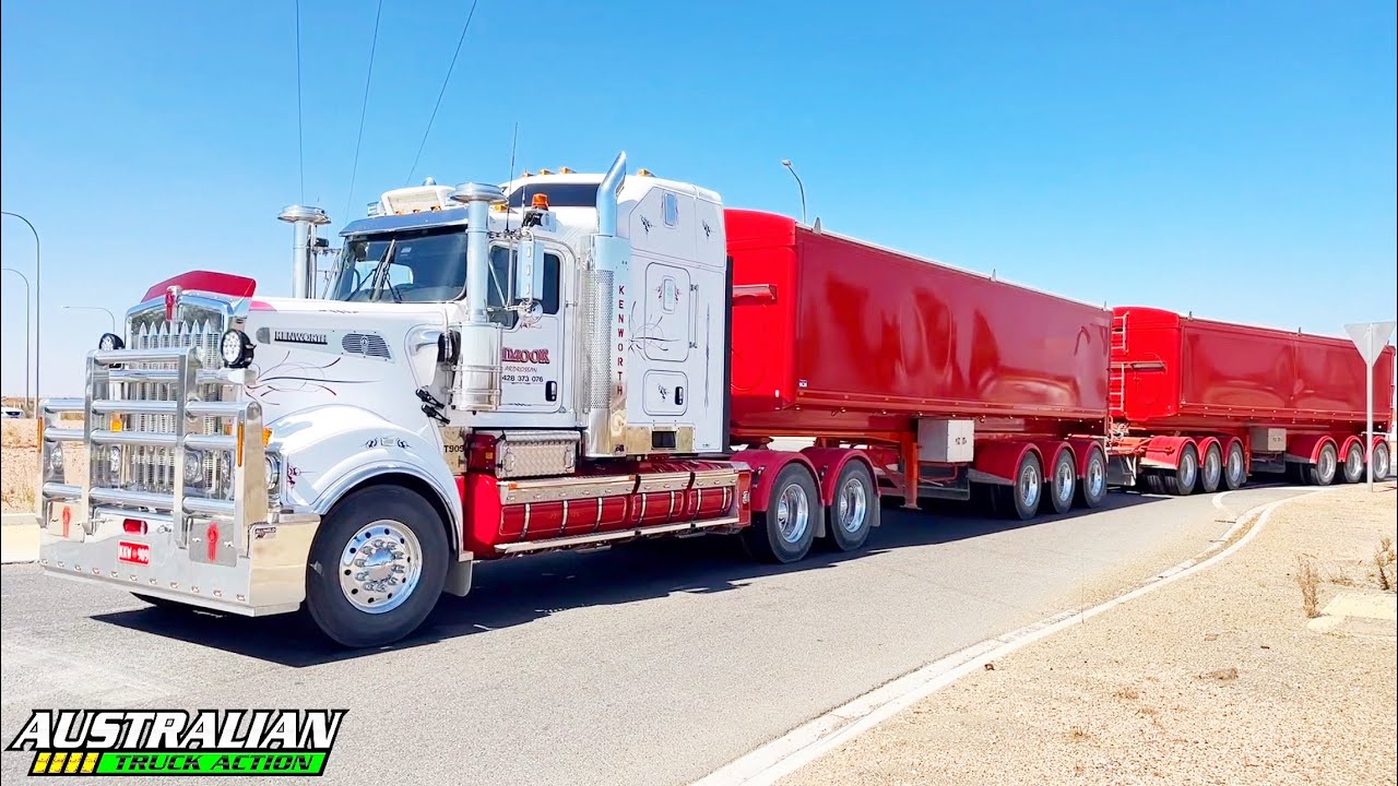 Timoor Kenworth T909 with tipper trailers turning - YouTube