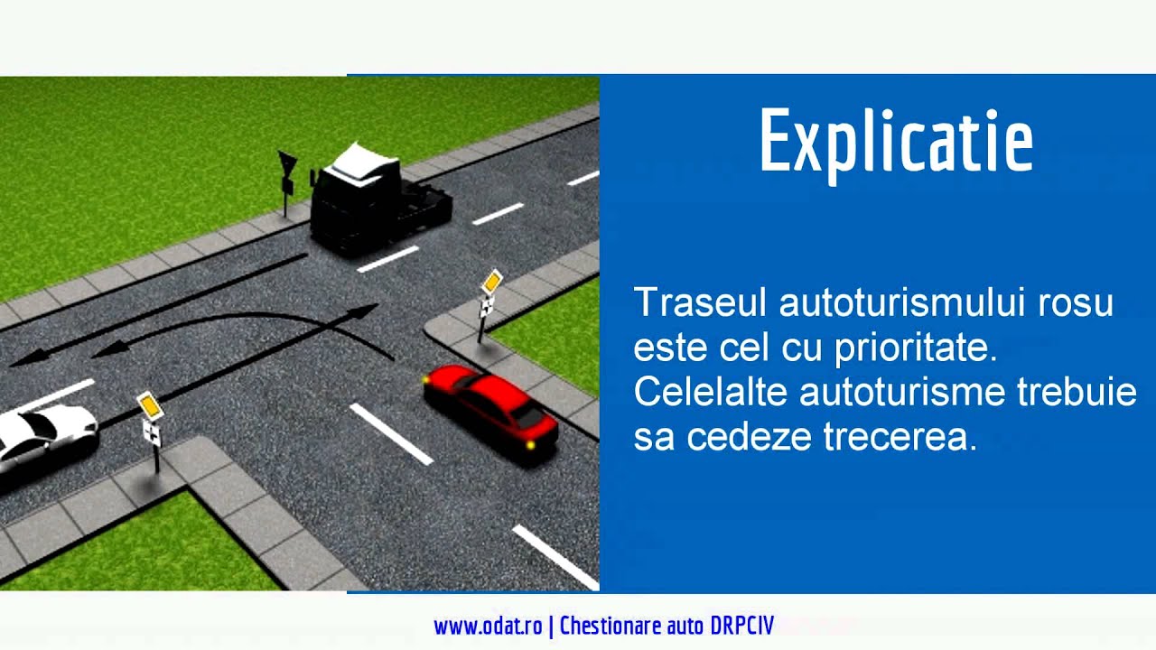 Care dintre autovehiculele din imagine trece primul prin intersectie ...