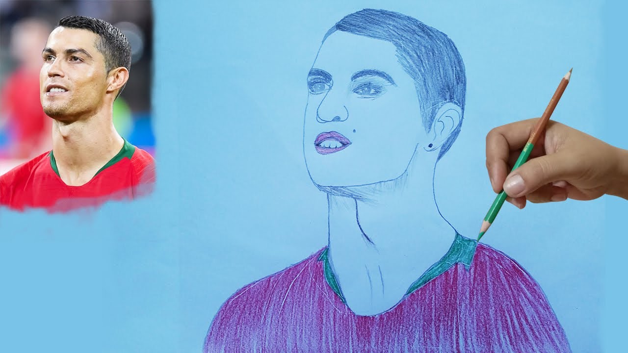 How to draw Cristiano Ronaldo 2018 color pencil Sketch I Vanna Drawing ...