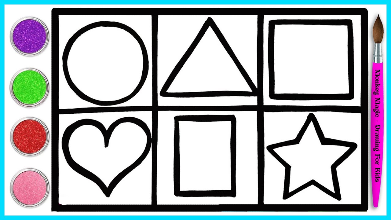 How To Draw And Color Geometric Shapes Step By Step | Drawings For Kids ...