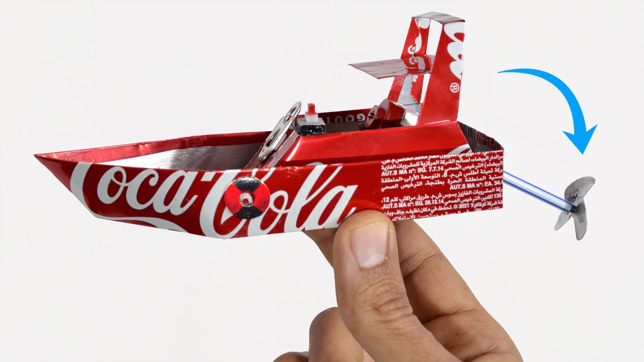 Mini electric motor boat with coca-cola cans - make it at home. diy ...