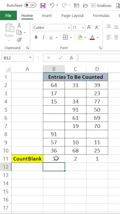 How to Count Blank Entries in Excel | CountBlank Function | #shorts ...