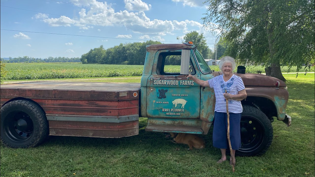 Showing my grandma the farm truck after we finished it!! - YouTube