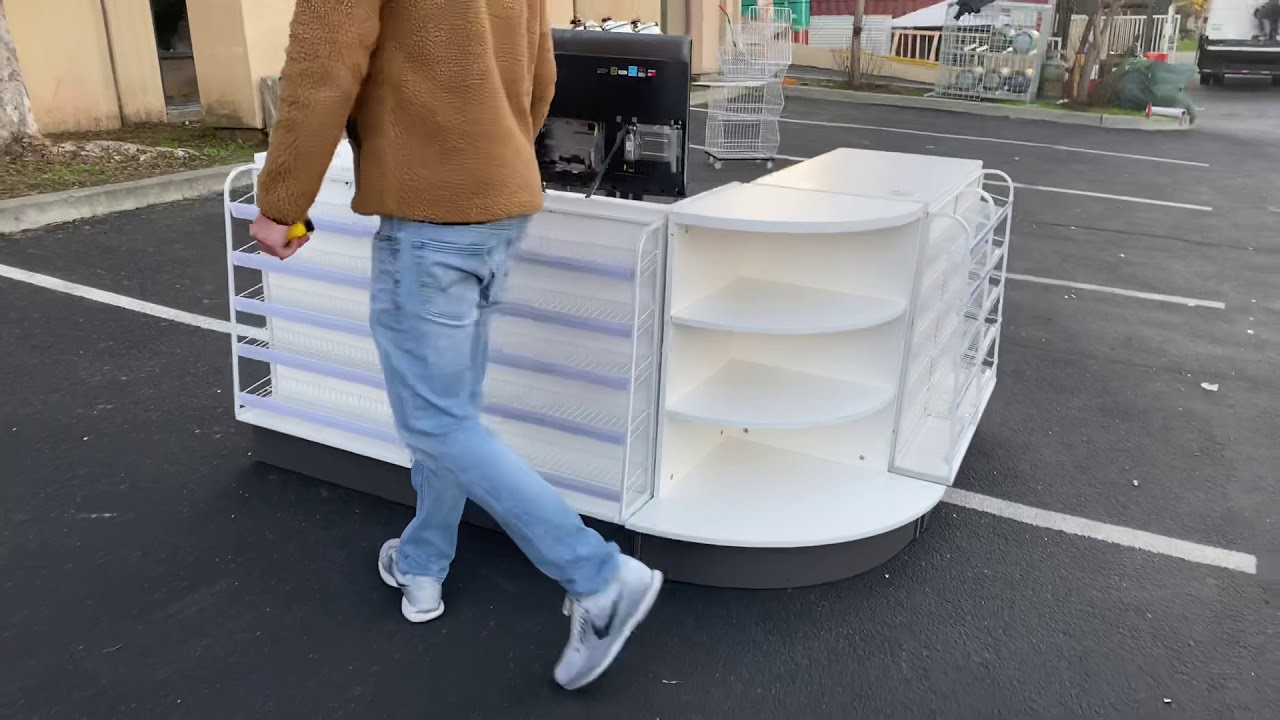 Cashier counter table Check Out Counter Store Fixture White Cash Wrap ...