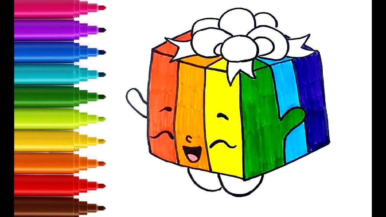 [ENTI] How to draw and color cute Present for Kids |coloring page for ...