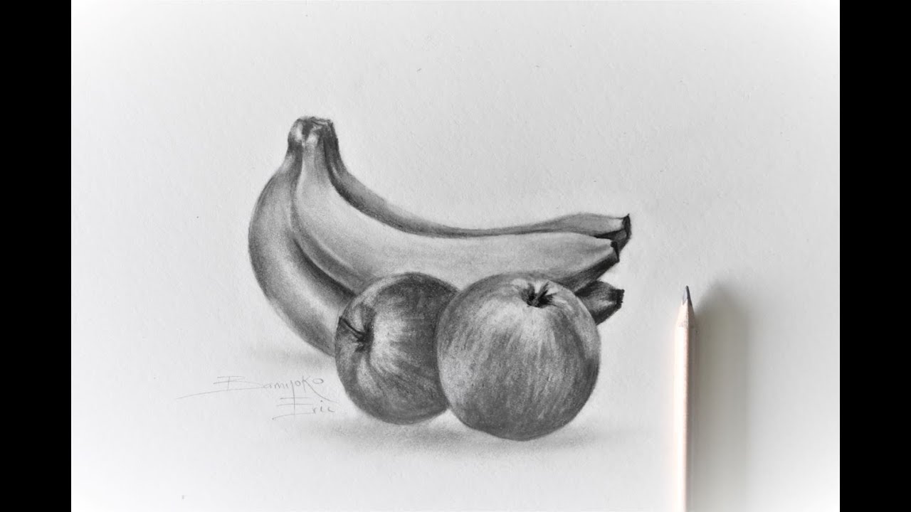 How to Draw Banana || How to Draw Apple || How to shade bananas and ...