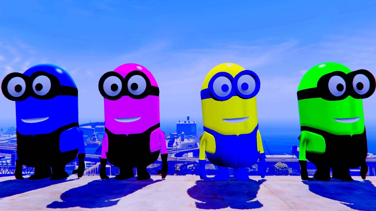 GTA 5 Amazing Gameplay RED SPIDERMAN VS BLUE MINION, RED MINION YELLOW ...