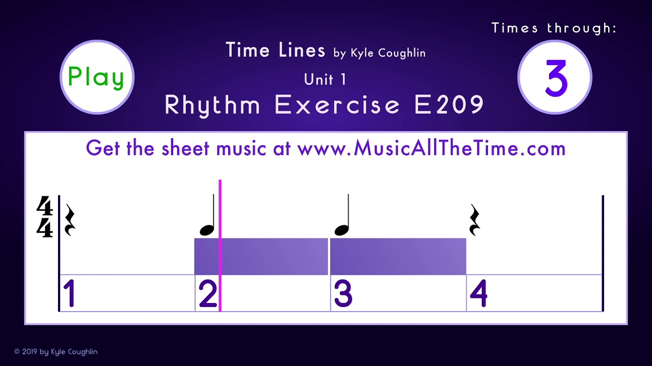 How to Play Quarter Notes and Rests in 4/4 - Exercise E209 Time Lines ...