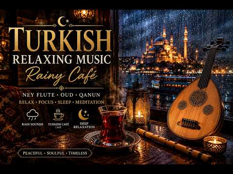 Peaceful Turkish Music 🌙 Ney Flute & Oud with Rain Sounds | Deep Relaxation