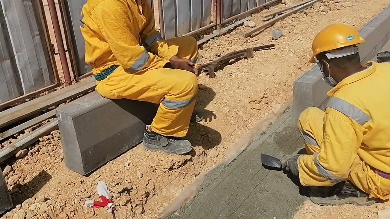 How to fix kerb stone at site - YouTube