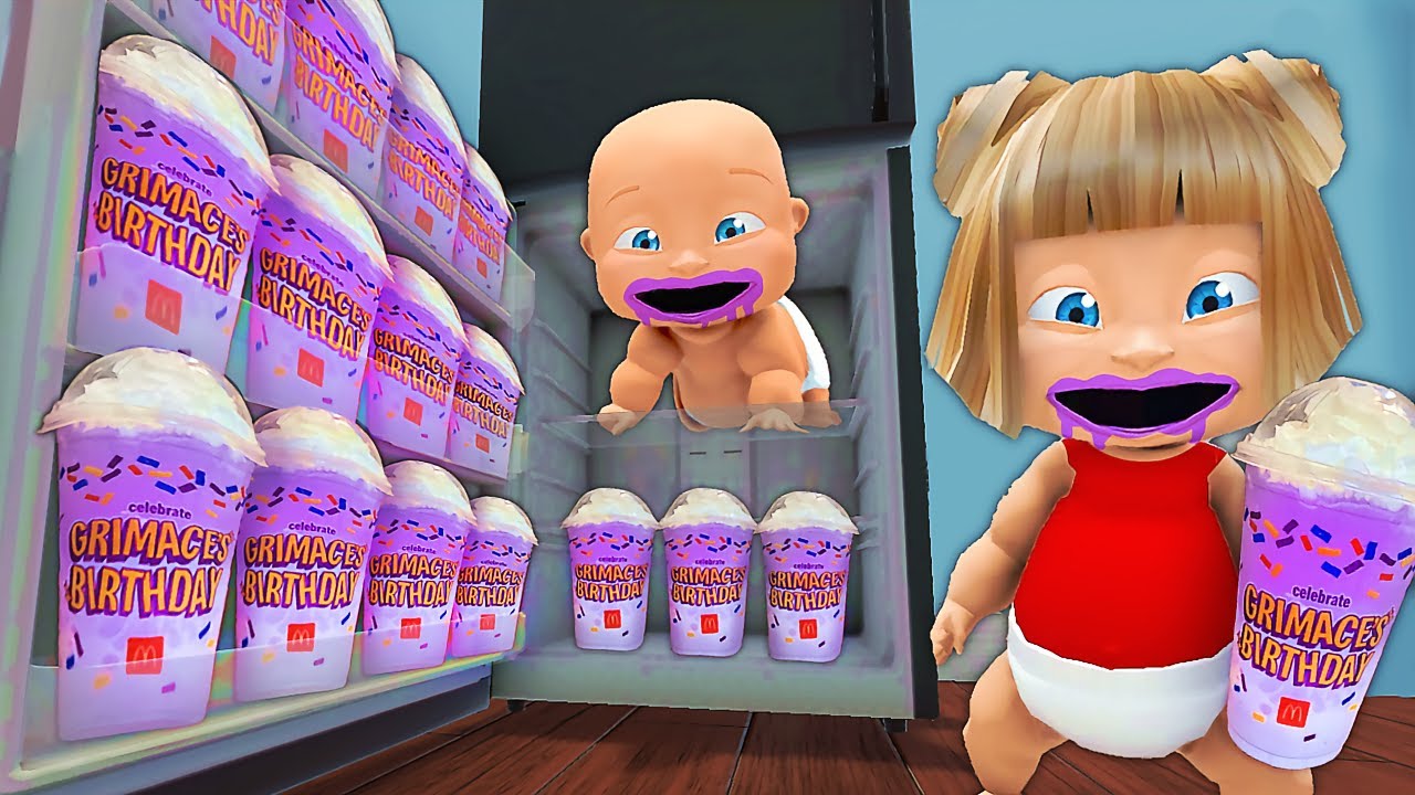 Baby & Girlfriend Drink GRIMACE SHAKE! - YouTube