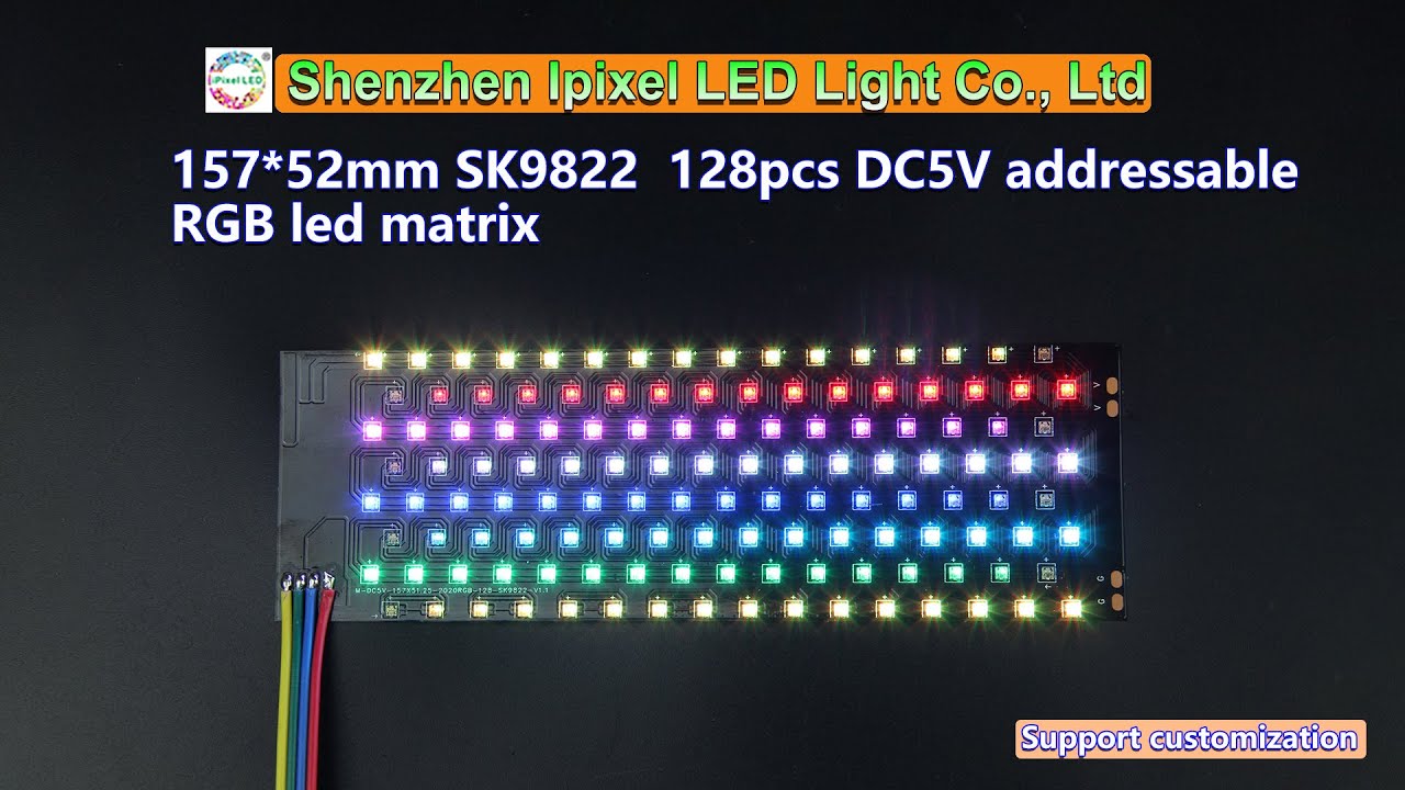 SK9822 128pcs DC5V addressable RGB led matrix - YouTube
