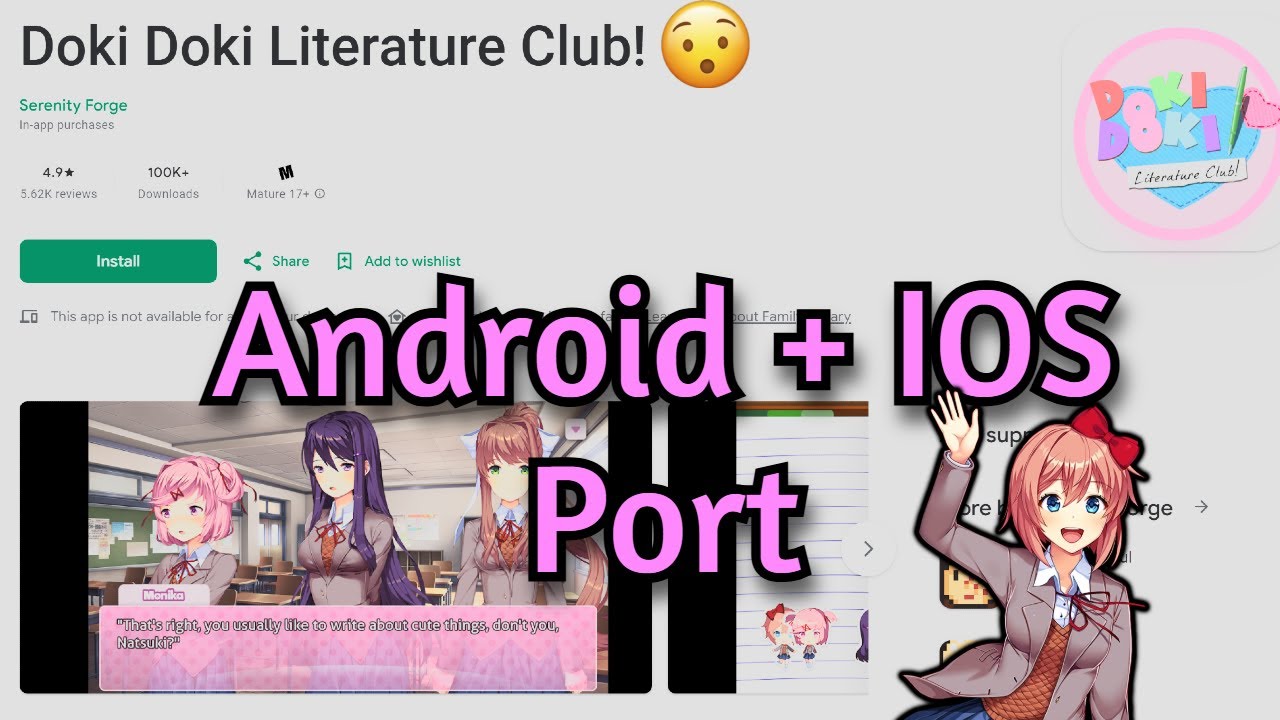 Doki Doki Literature Club is Now on Android and IOS Officially! - YouTube