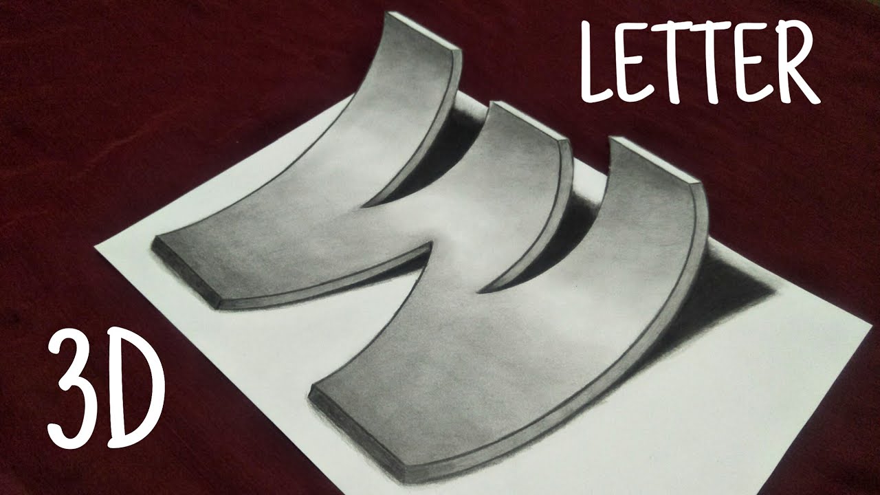 How to Draw 3D Letter W - Cara Menggambar Huruf W 3D - Anamorphic ...