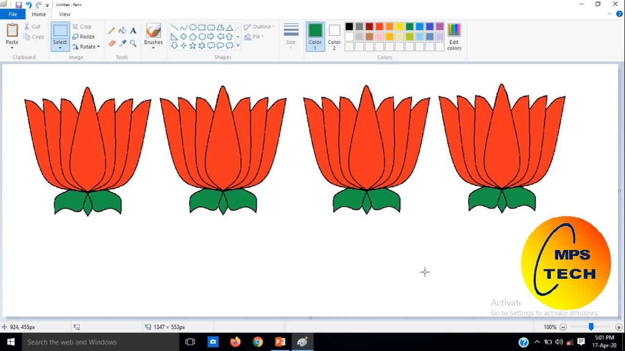 HOW TO CREATE LOTUS FLOWER IN MS PAINT कमल का फूल कैसे बनाये - YouTube