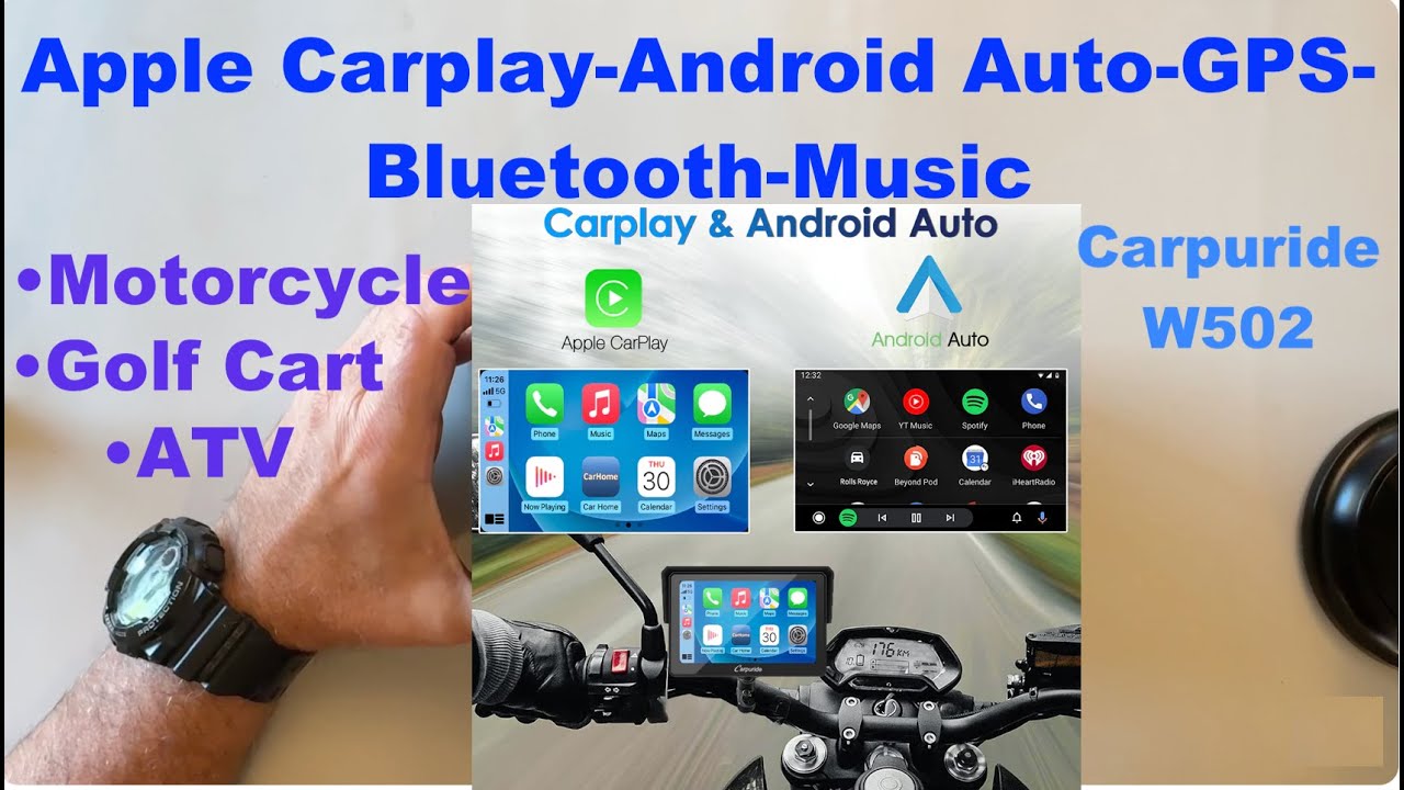 Apple Carplay-Android Auto-GPS for Your Motorcycle-Carpuride W502 - YouTube
