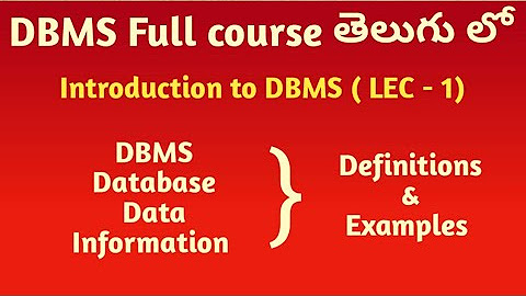 DBMS tutorials telugu - YouTube