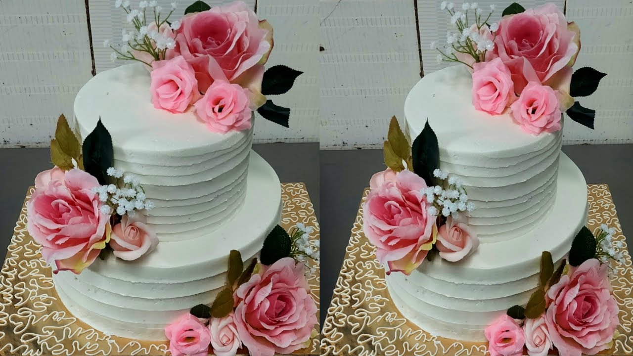 Two tier wedding cake making ideas for beginners - YouTube