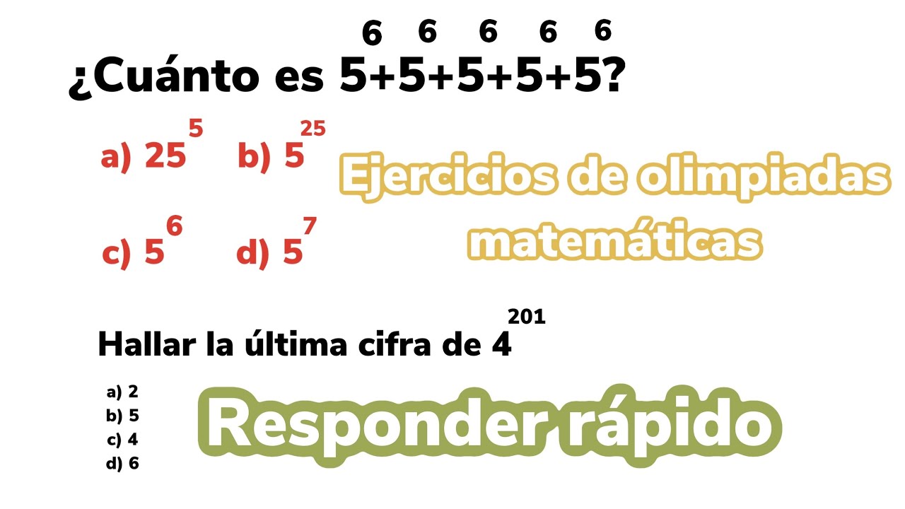 Ejercicios de olimpiadas matemáticas 🧮 aprende a responder rápido 👌😉 ...