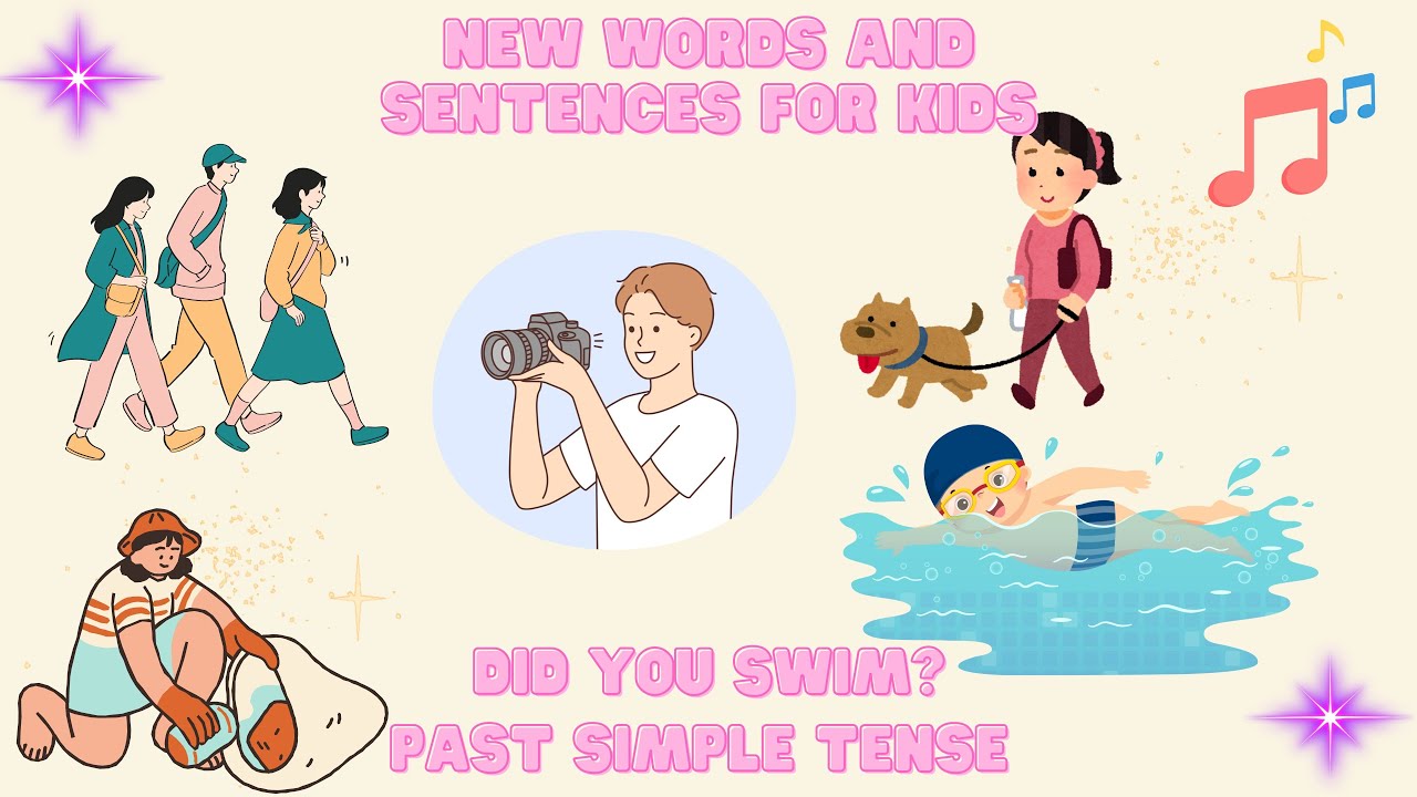 Did you swim?| Past Simple Tense | New Words and Sentences for kids ...