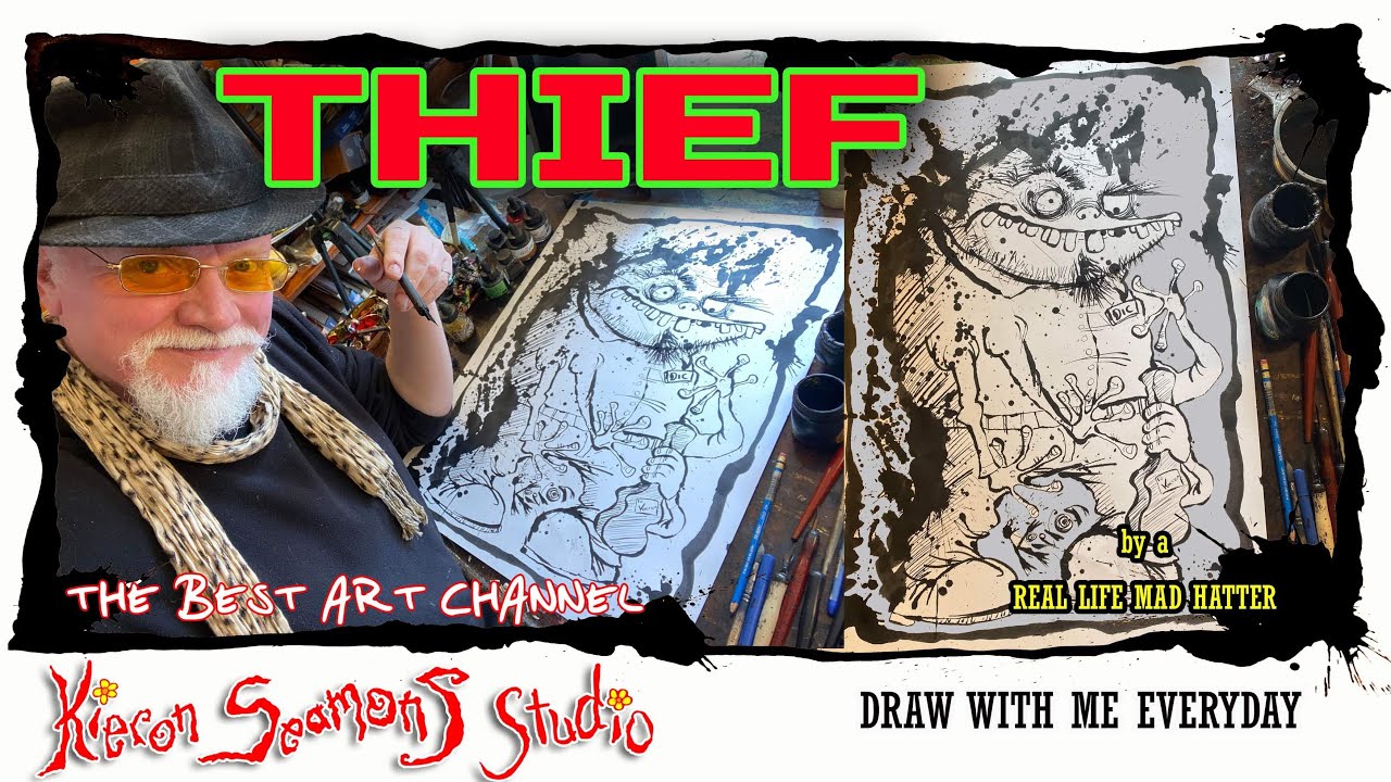 THE THIEF……..sneaky little devil….. the ink drawing - YouTube
